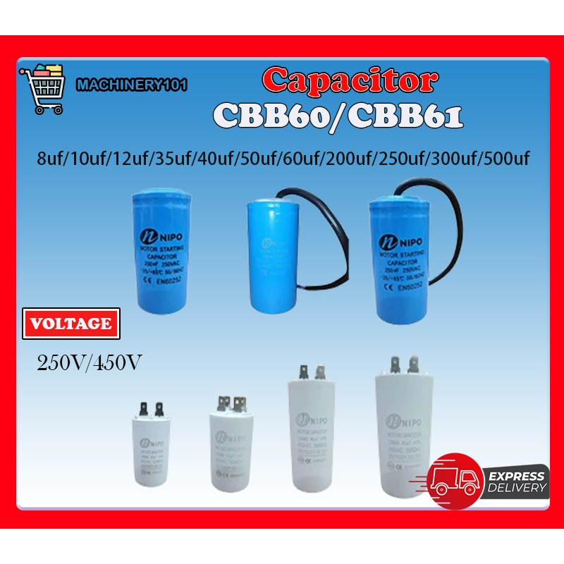 Capacitor CBB60/CBB61 8uf/10uf/12uf/35uf/40uf/50uf/60uf/200uf/250uf ...