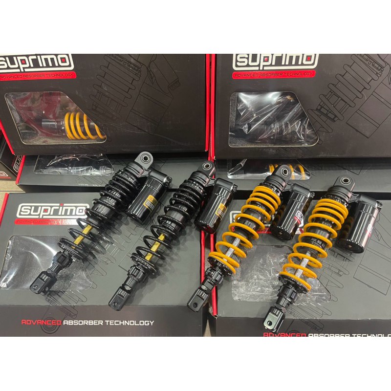 SUPRIMO YAMAHA XMAX 250 DUAL ADJUSTABLE GAS ABSORBER 345MM (SAME SPEC RCB VS SERIES)BLACK /GOLD ...