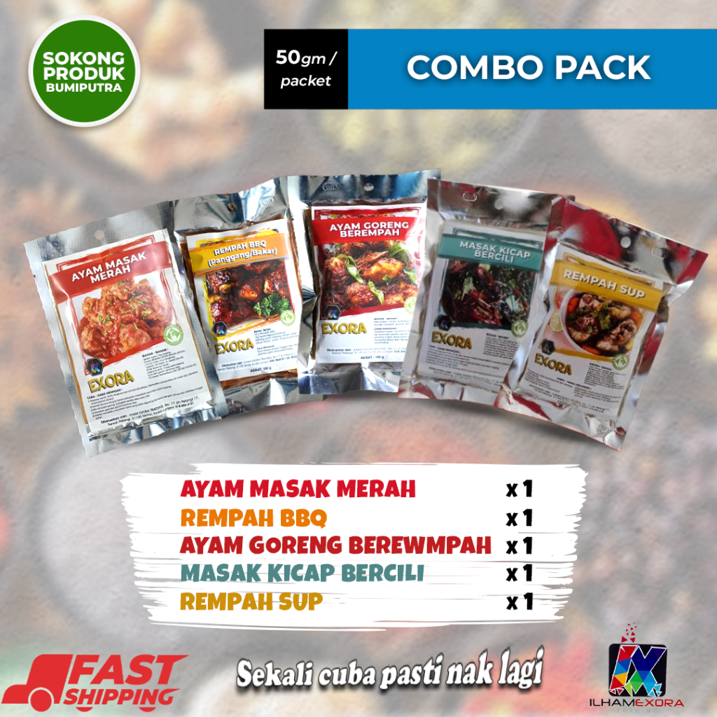 5 packs combo | value buy | Rempah Ayam Goreng, BBQ, Ayam Masak Merah ...