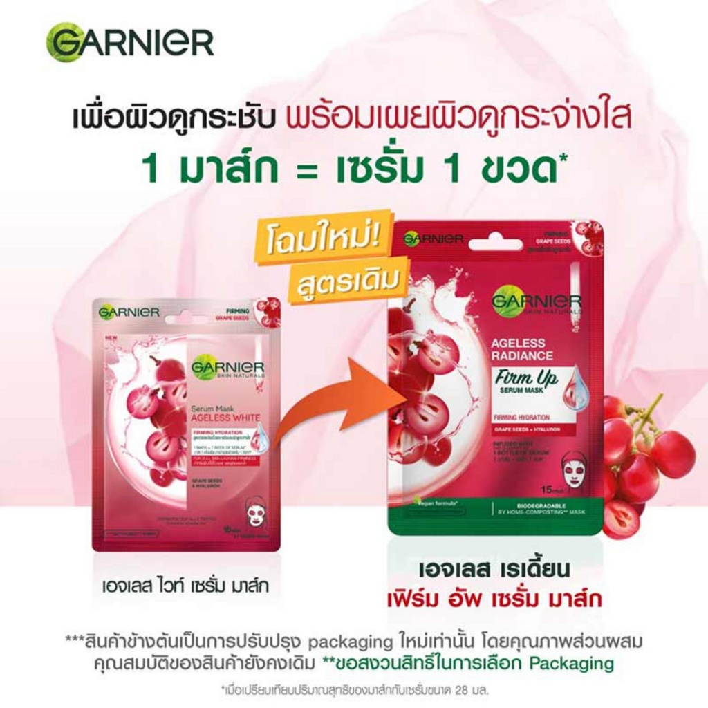 Garnier Skin Naturals Ageless Radiant Firm Up Serum Mask (1 piece ...