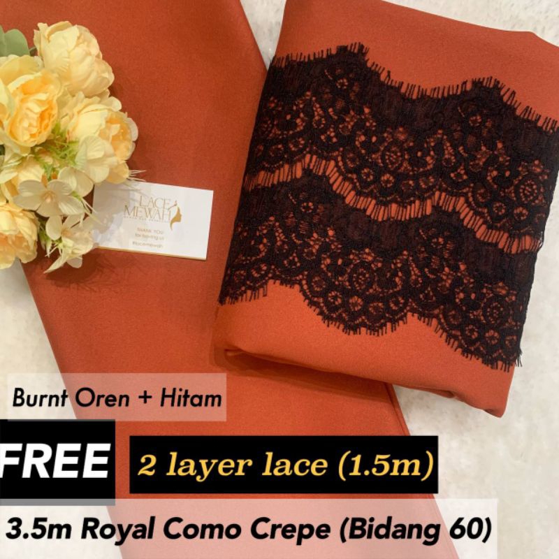 SET ROYAL COMO CREPE OREN BATA BURNT OREN ORANGE COLOR TRENDING RAYA ...
