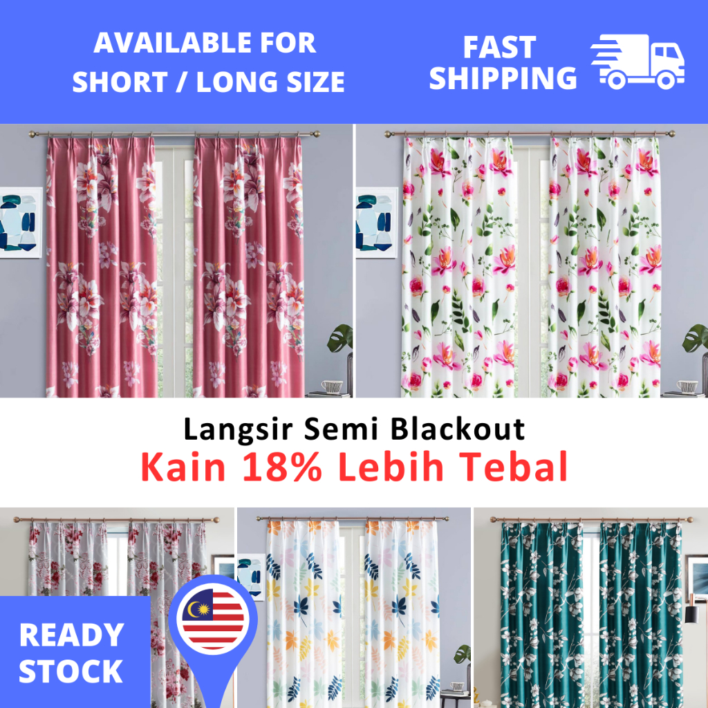 Curtain Langsir Tirai Tingkap Pintu Deco Bilik Dapur Sliding Door Murah ...