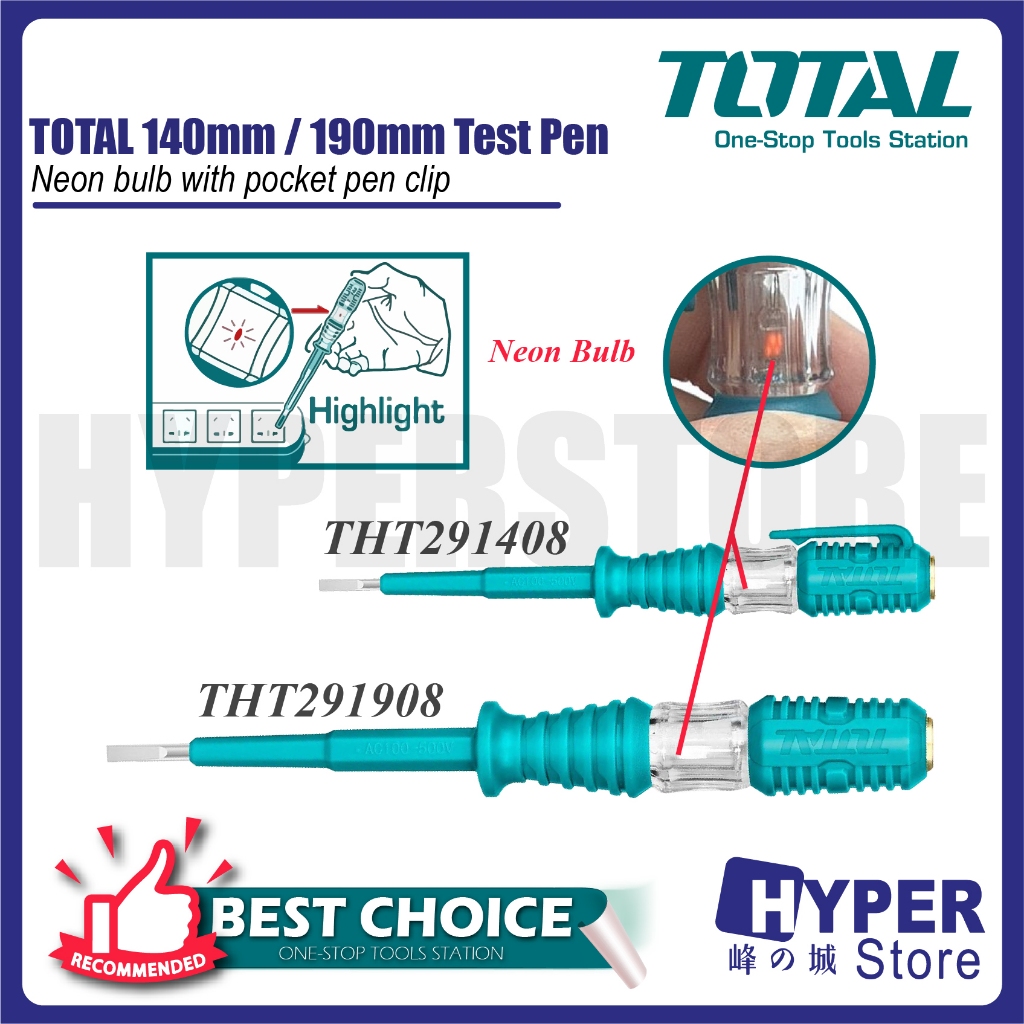 TOTAL 140mm & 190mm Test Pen / Testpen / Pen Ujian Berlampu ( THT291408 ...