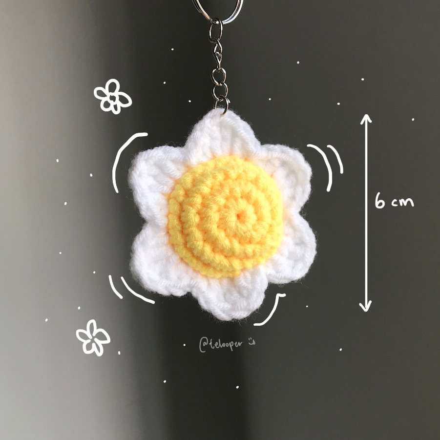 [READYSTOCK] Small Daisy Flower Keychains Handmade Crochet Stuffed Soft ...