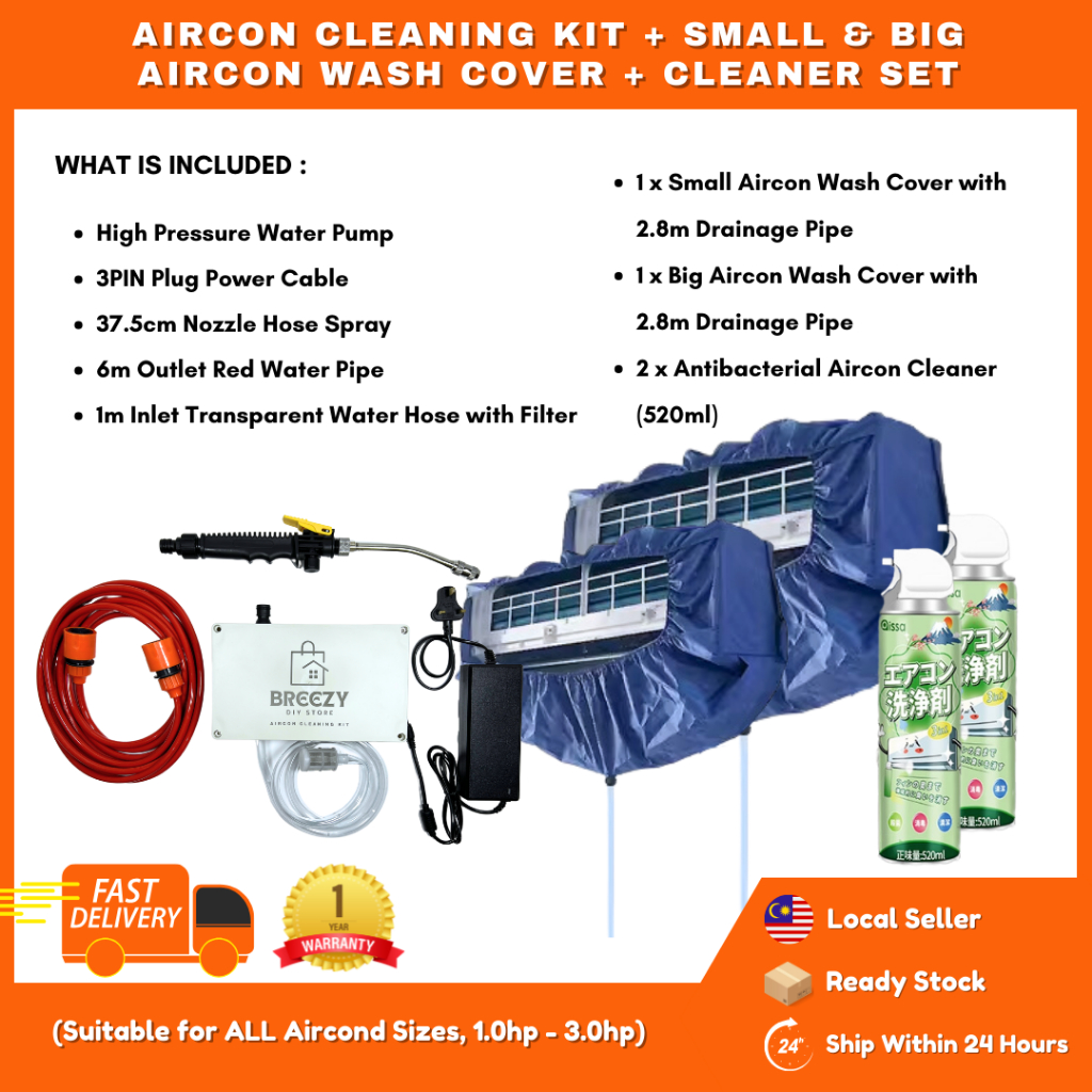 Breezy Aircond Cleaning Kit Full Bundle Set with PRESSURE NOZZLE SPRAY ...