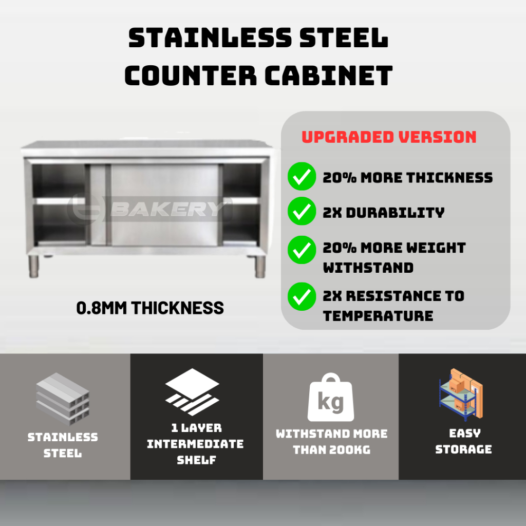 CABINET COUNTER (150CM & 180CM) x 76CM STAINLESS STEEL/ WORK TABLE ...