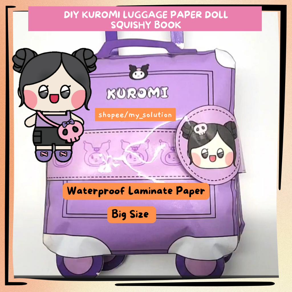 Sanrio Paper Doll House Kuromi Squishy Paper Doll Luggage House Paper ...