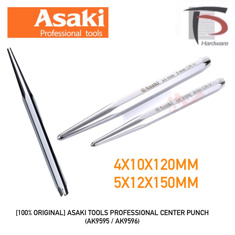 [100% ORIGINAL] ASAKI TOOLS PROFESSIONAL CENTER PUNCH (AK9595 / AK9596 ...