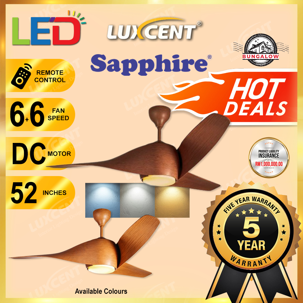 Sapphire FM823 Venice 52 Inches LED Light 3 Blades Remote Control DC ...