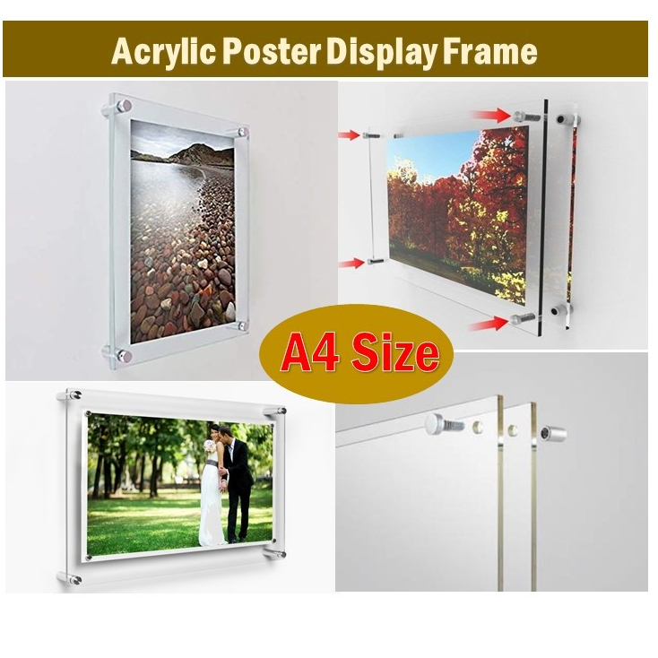 Acrylic poster wall display frame fit to A4 size poster- office home ...