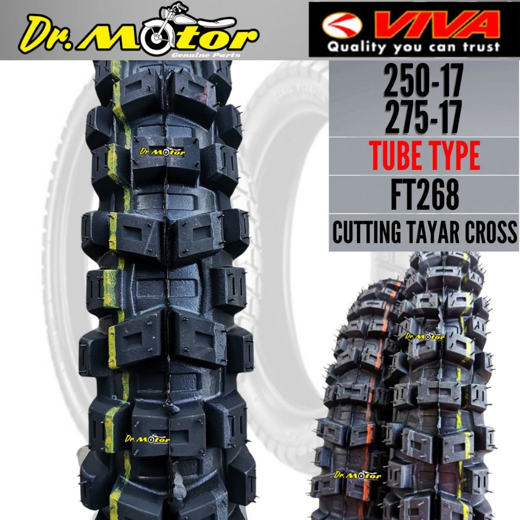 VIVA TYRE 17 18 Tube Type Tubeless FT268 250-17 275-17 250-18 Cutting ...