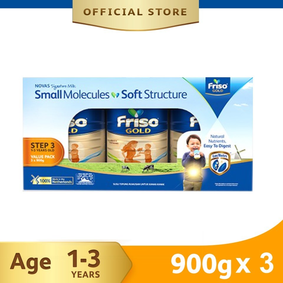 Friso Gold Step 3 Milk Formula (900g x 3) Tin | Shopee Malaysia