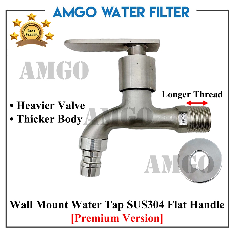 AMGO Stainless-Steel SUS 304 Wall Mount Water Tap Bathroom Water Tap ...