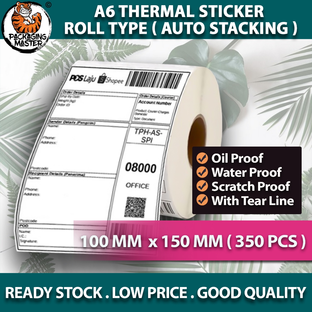 A6 Roll Type Thermal Sticker Thermal Label Sticker 10cm x 15cm Thermal ...