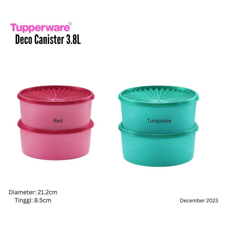 Tupperware Deco Canister 1.8L Food Container Bekas Kedap Udara Tekan Tengah One Touch | Shopee ...