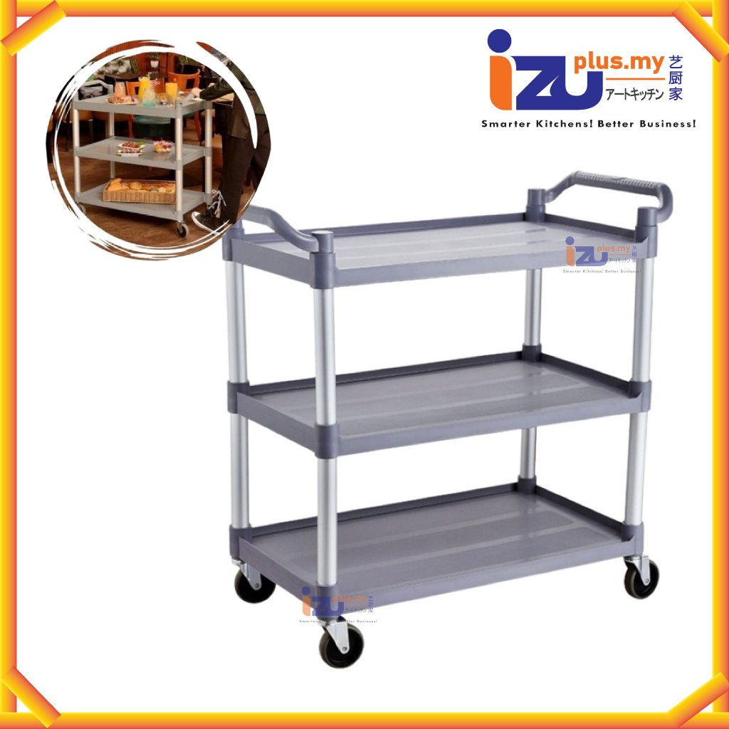 Izuplus A-0024 Food Trolley Multifunction 3 Tier Trolley Grey Plastic ...