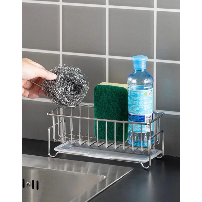 304 stainless steel small basket Kitchen Countertop sponge soap basket ...