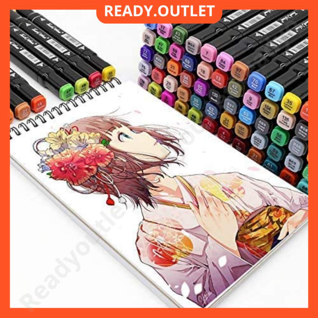 FREE BAG!! 80 Colors Painting Markers Manga Graphic Sketching Twin ...