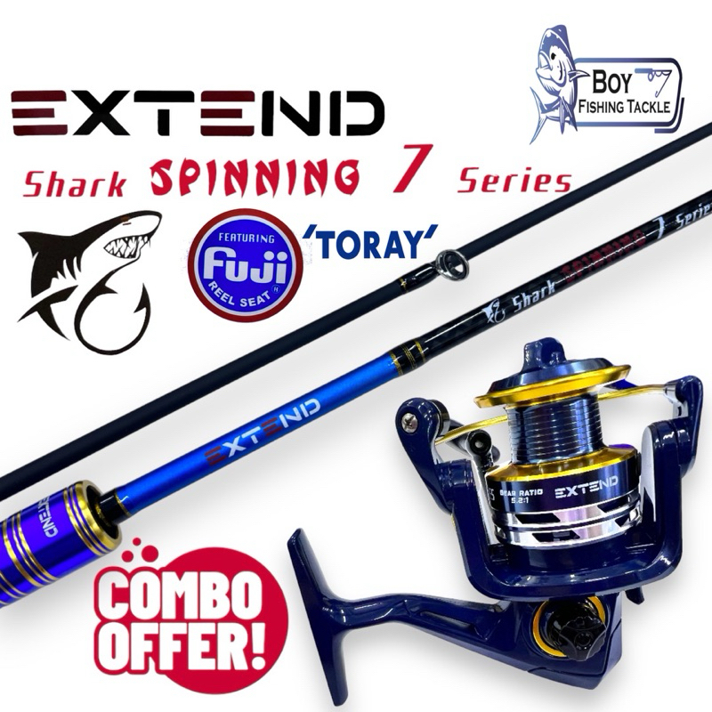2023 NEW EXTEND SHARK SPINNING 7 SERIES COMBO SET FISHING SET SET JORAN ...