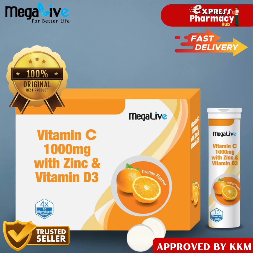 [PHARMACY STOCK!! 100% ORIGINAL] [READY STOCK] MegaLive Vitamin C 1000mg Effervescent Tablet ...