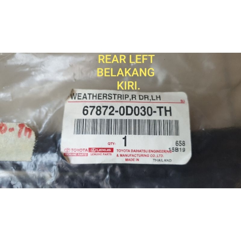ORIGINAL TOYOTA VIOS NCP42 2002Y-2007Y DOOR RUBBER *IN DOOR * 67861 ...