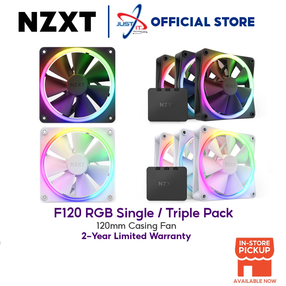 NZXT F120 RGB Triple/Single Pack Case Fan - Black/White | Shopee Malaysia