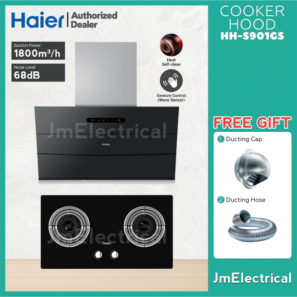 HAIER HH-S901GS Cooker Hood Kitchen Hood With Gas Cooker Hob Package ...