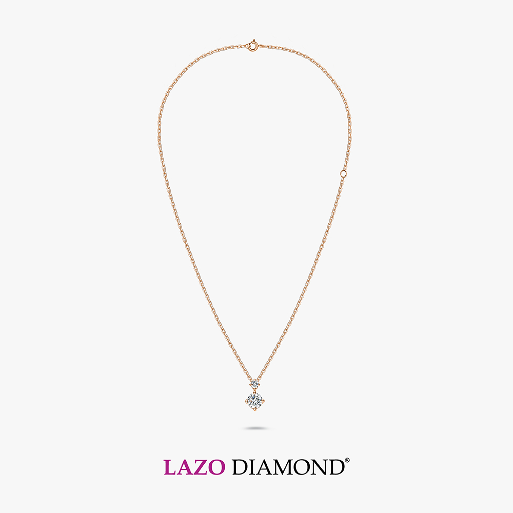 LAZO DIAMOND Duo Drop Solitaire Diamond Necklace in 18k Rose Gold ...