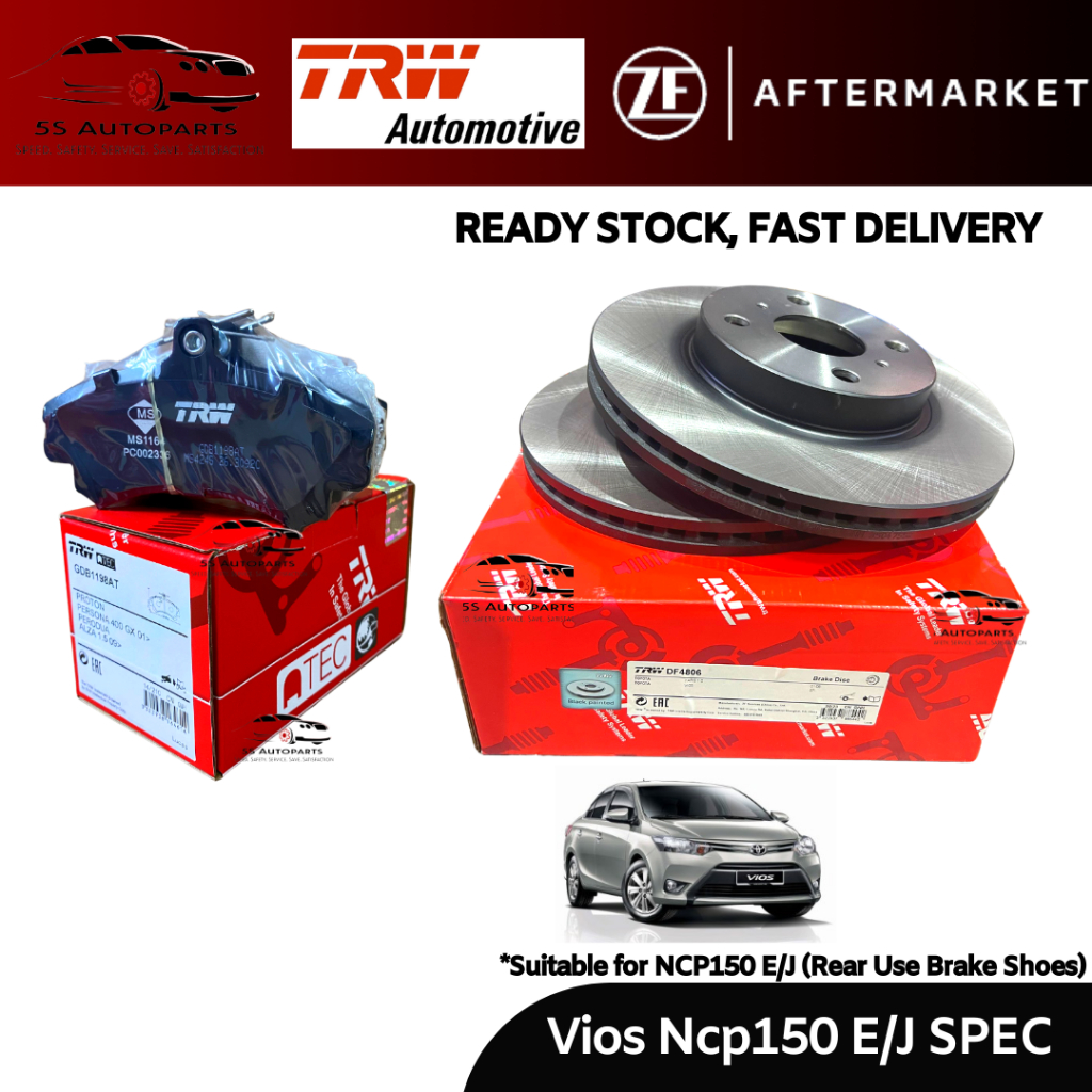 TRW Toyota Vios Ncp150 E/J Spec Front (Depan) Disc Rotor (2 PCS) & Disc ...