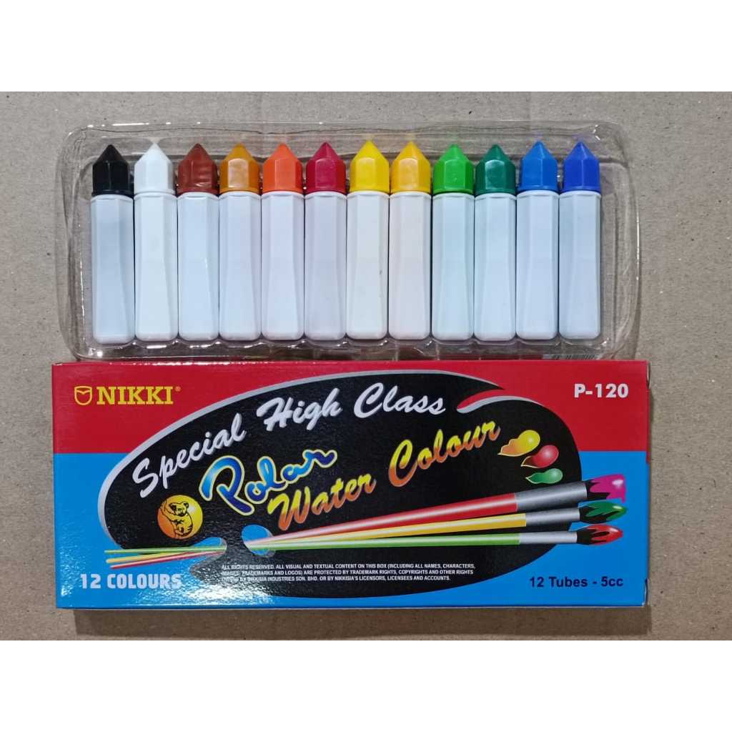 Nikki P-120 Water Colour (12 Colours) / Painting Brush (Set) / Painting ...