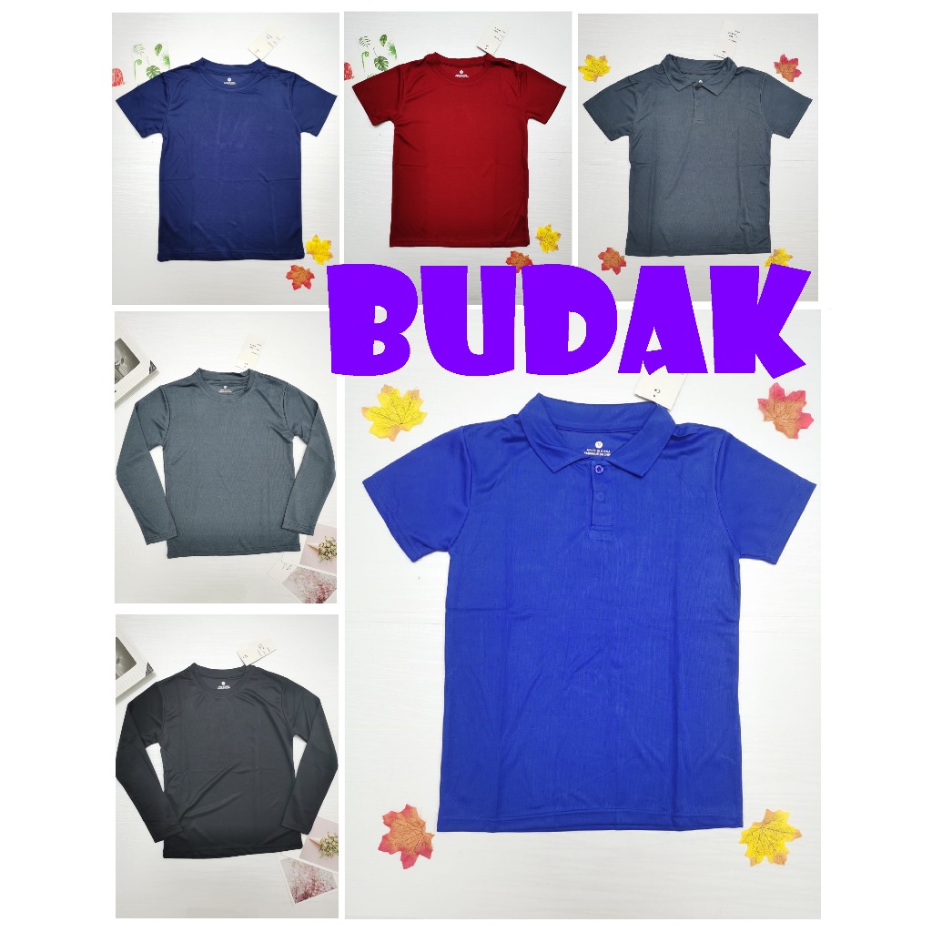 BAJU PLAIN LENGAN PENDEK & LENGAN PANJANG & COLLAR KAIN MICROFIBER ...