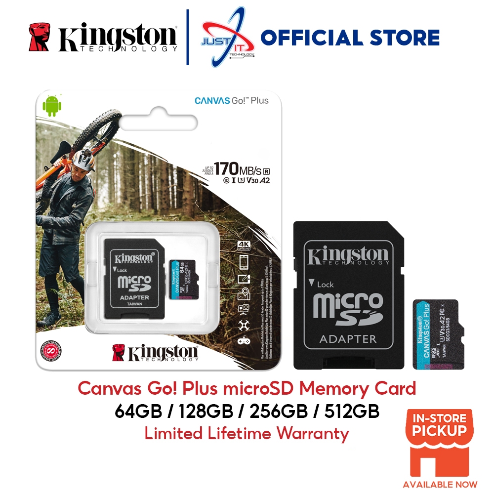 KINGSTON SDCG3 / SDCG4 CANVAS GO PLUS CLASS 10 MICROSD MEMORY CARD WITH ADAPTER - (64GB/128GB ...