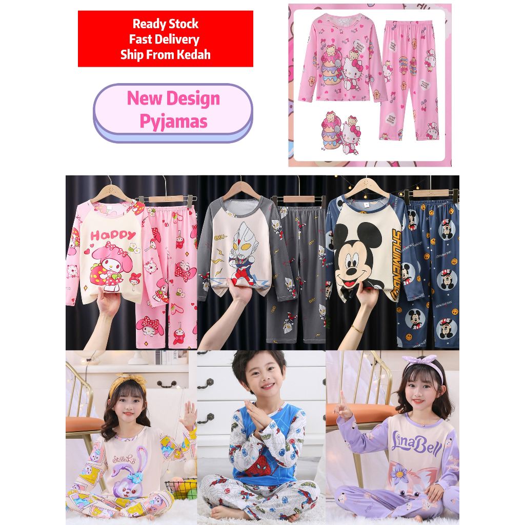 Children Cartoon Pyjamas Kids milk silk/ Kids Boy and Girl long sleeve ...