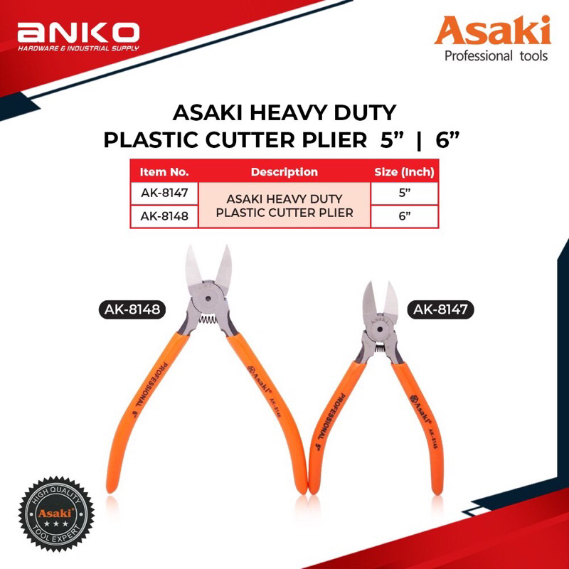 5” | 6” ASAKI HEAVY DUTY PLASTIC CUTTER PLIER | Shopee Malaysia