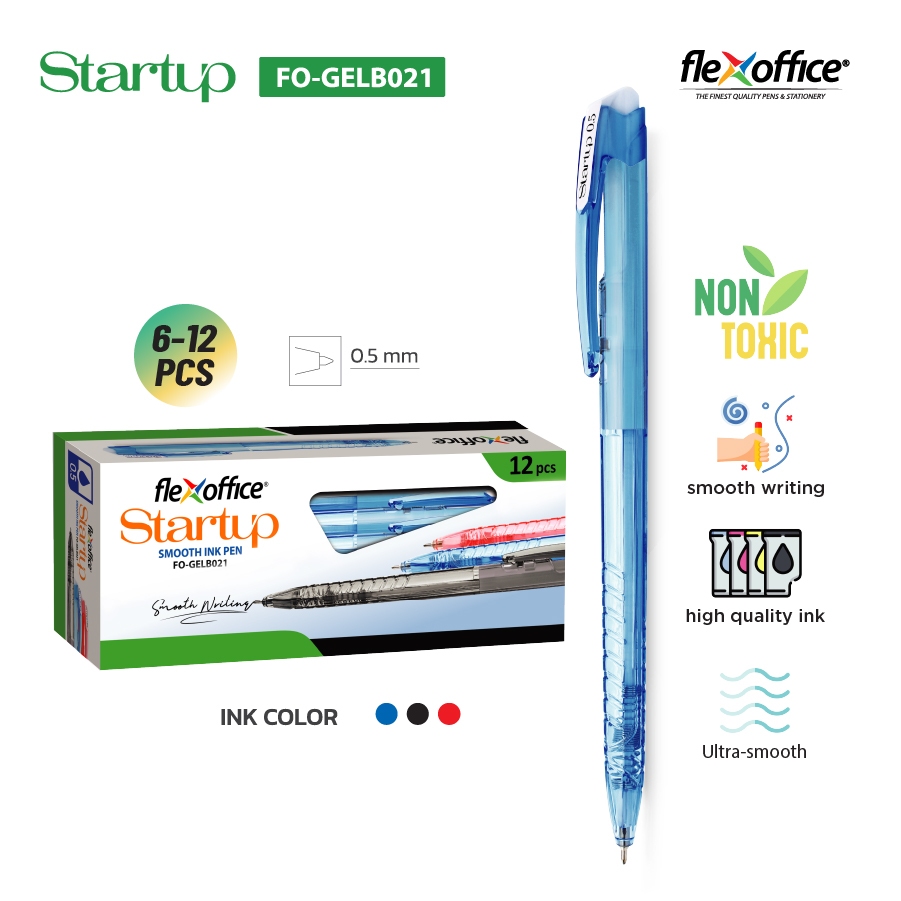 FlexOffice Start Up 0.5 Retractable Ball-Pen - Blue/Black/Red (Box of ...