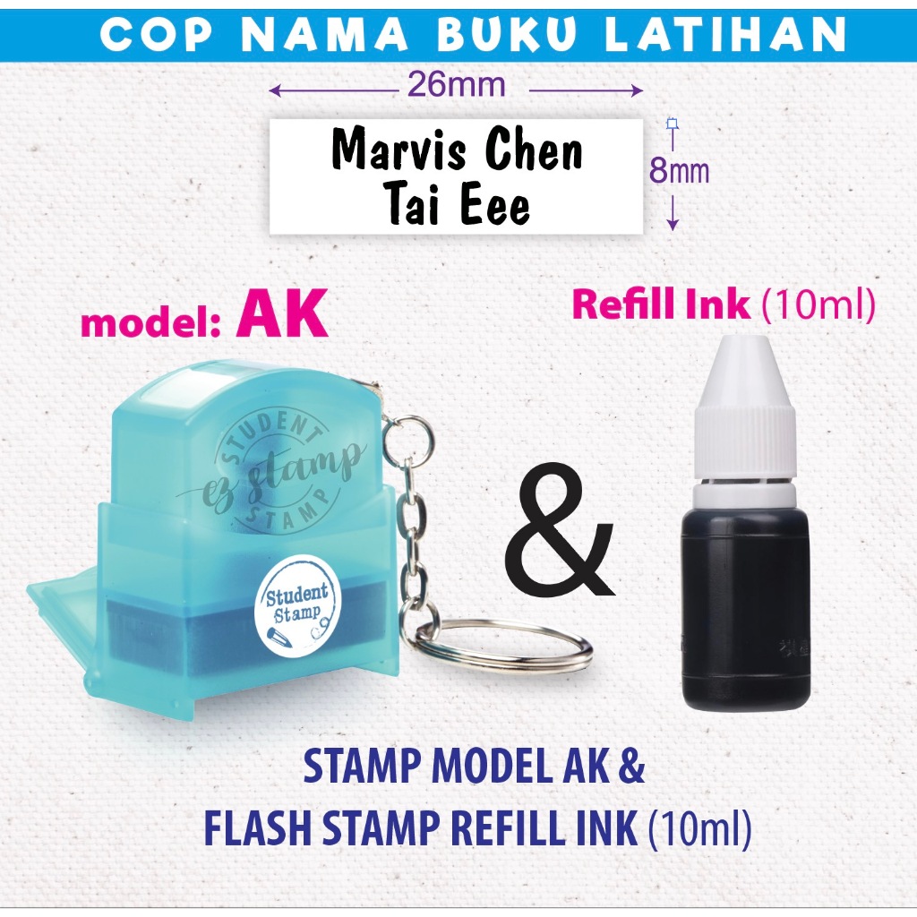 Chop/ Cop Nama Pelajar Buku Latihan - Custom Made (Pre-inked Stamp) STUDENT NAME STAMP/NAMA ...