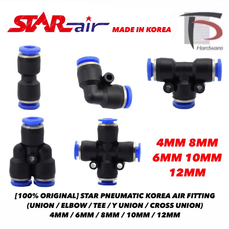 [100% ORIGINAL] STAR PNEUMATIC KOREA AIR FITTING (UNION / ELBOW / TEE / Y UNION / CROSS UNION ...