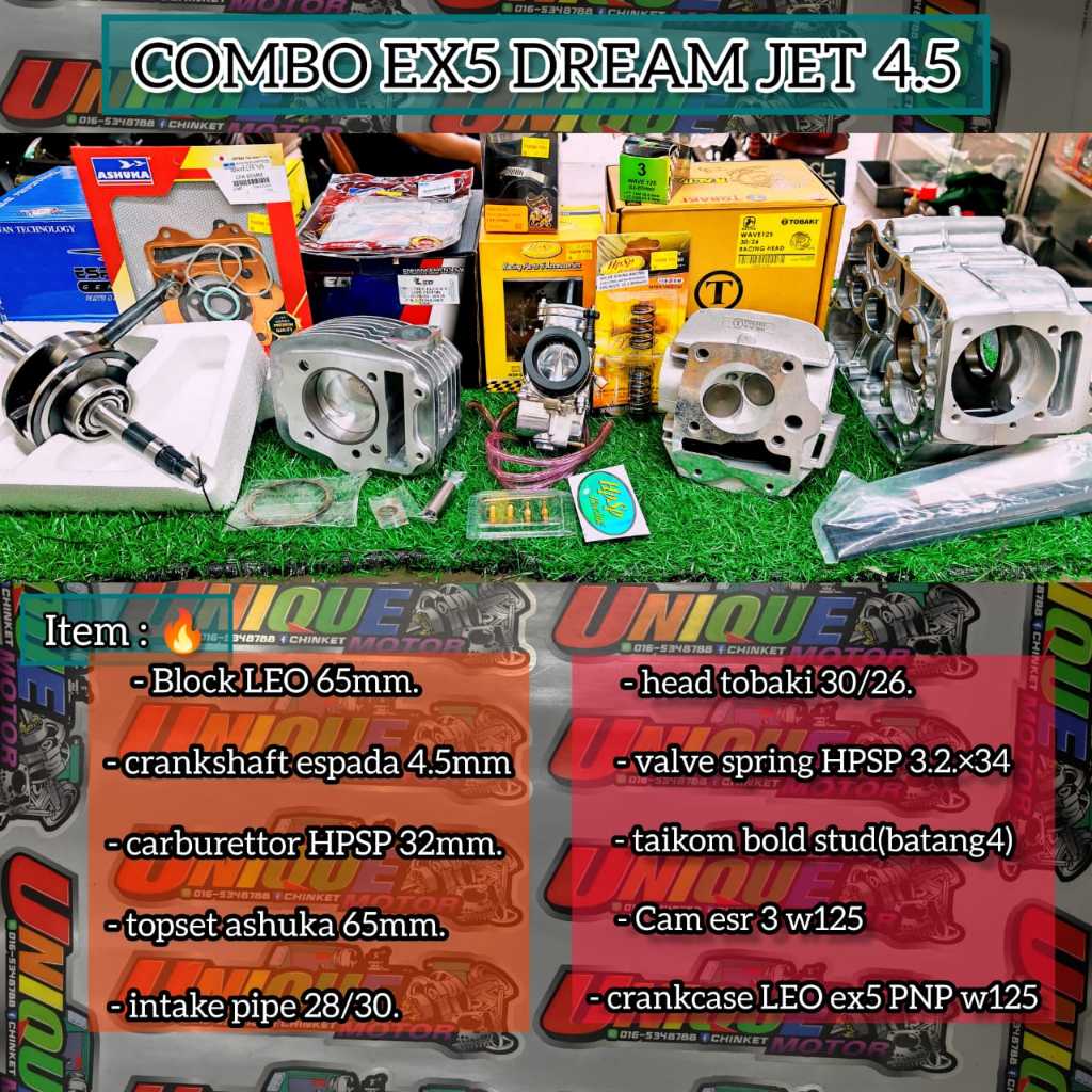 COMBO W100/EX5DREAM/W100R PNP W125DREAM SPEC 65MM JET 4.5MM | Shopee Malaysia