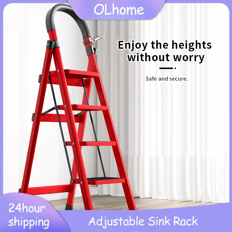 2/3/4/5/6 STEPS STEEL MULTIPURPOSE LADDER HOUSEHOLD INDOOR FOLDING ...
