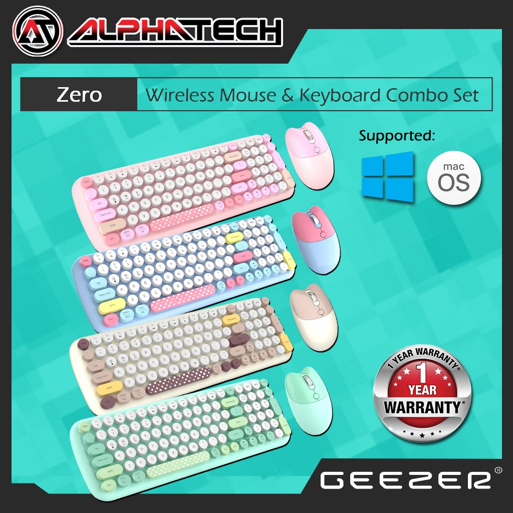 (1 Yr Warranty) Geezer Zero 2.4Ghz Wireless Keyboard & Mouse Combo Set ...