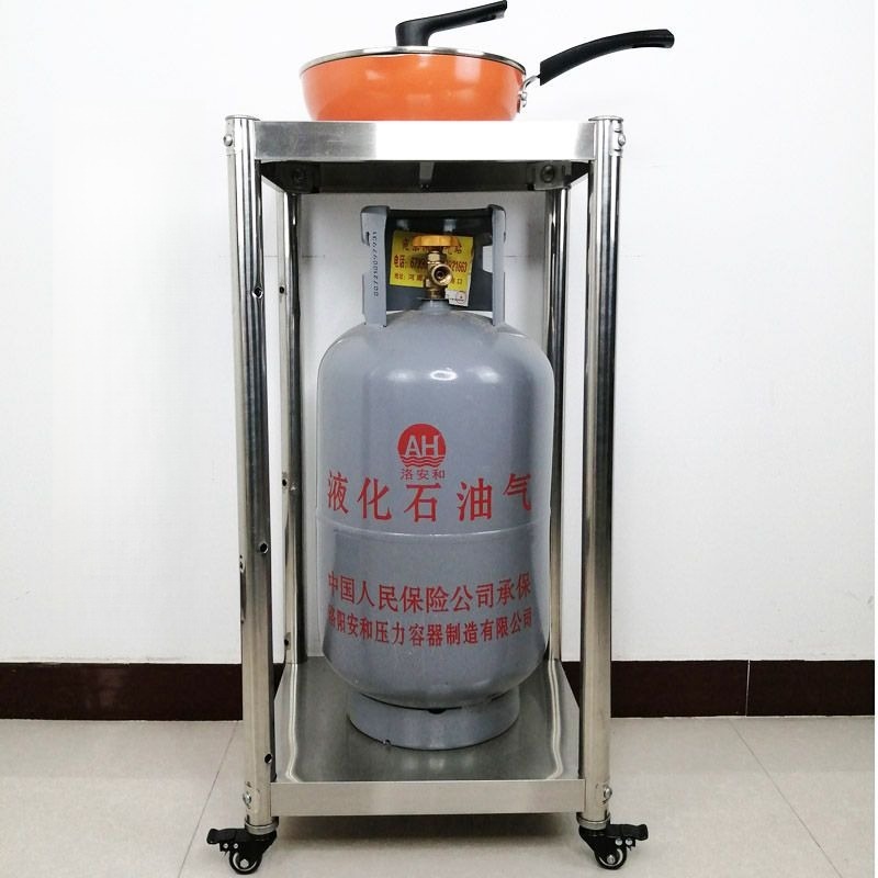 Stainless steel kitchen gas tank, stove top storage, microwave oven ...