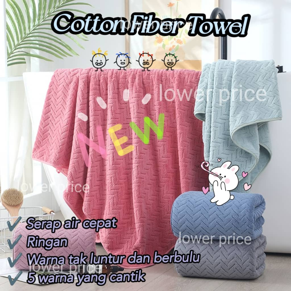 [Free gift]Cotton Fiber Towel Bath towel Absorbtable & soft Tuala Mandi ...