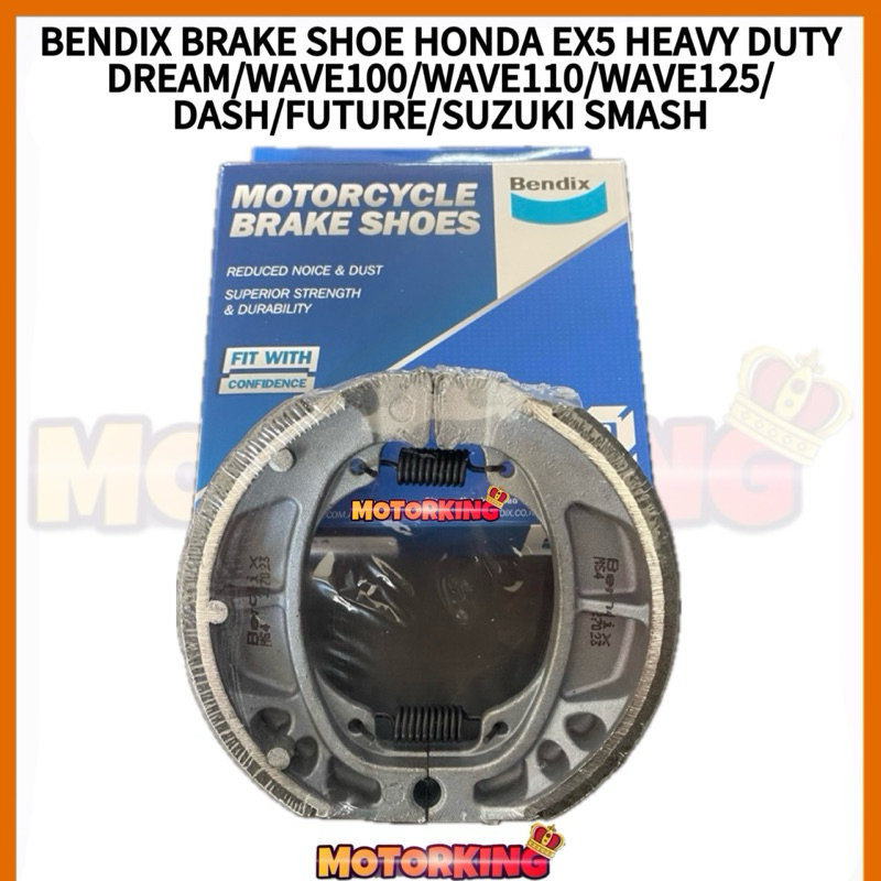 BENDIX BRAKE SHOE HONDA EX5 HEAVY DUTY DREAM WAVE100 WAVE110 WAVE125 DASH FUTURE SUZUKI SMASH ...