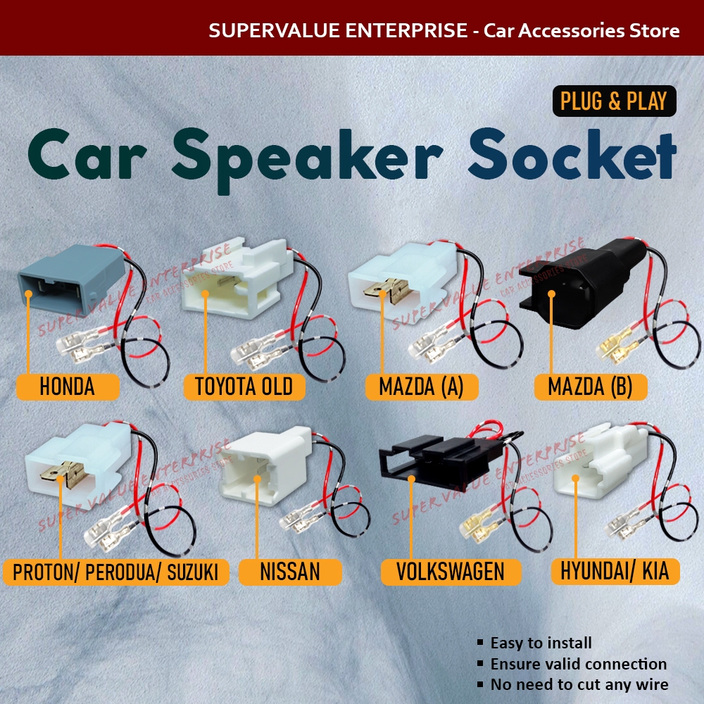 2pcs Plug N Play Car Speaker Socket Car Speaker Cable Perodua Proton ...