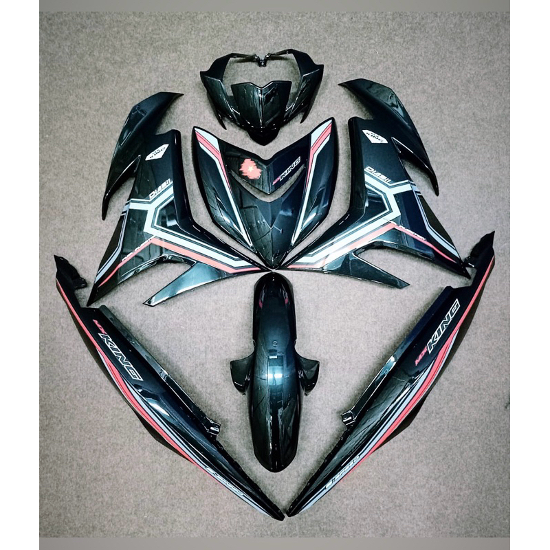 COVERSET Y15ZR V1/V2 EXCITER MX KING HITAM MERAH HLY ORIGINAL STICKER ...