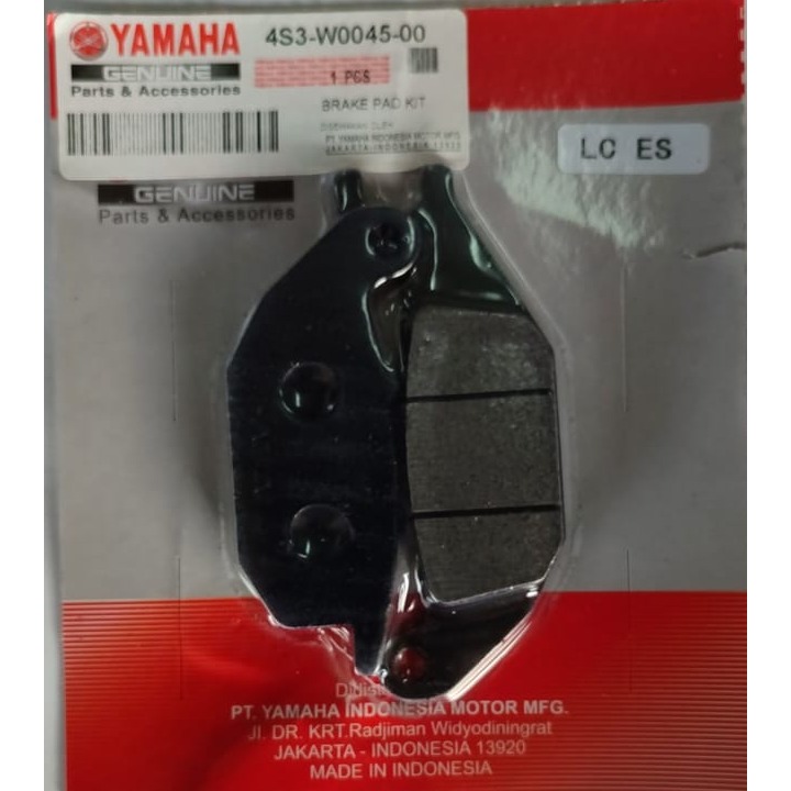 YAMAHA DISC BRAKE PAD REAR ORIGINAL MADE IN INDONESIA (4S3-W0045-00 ...