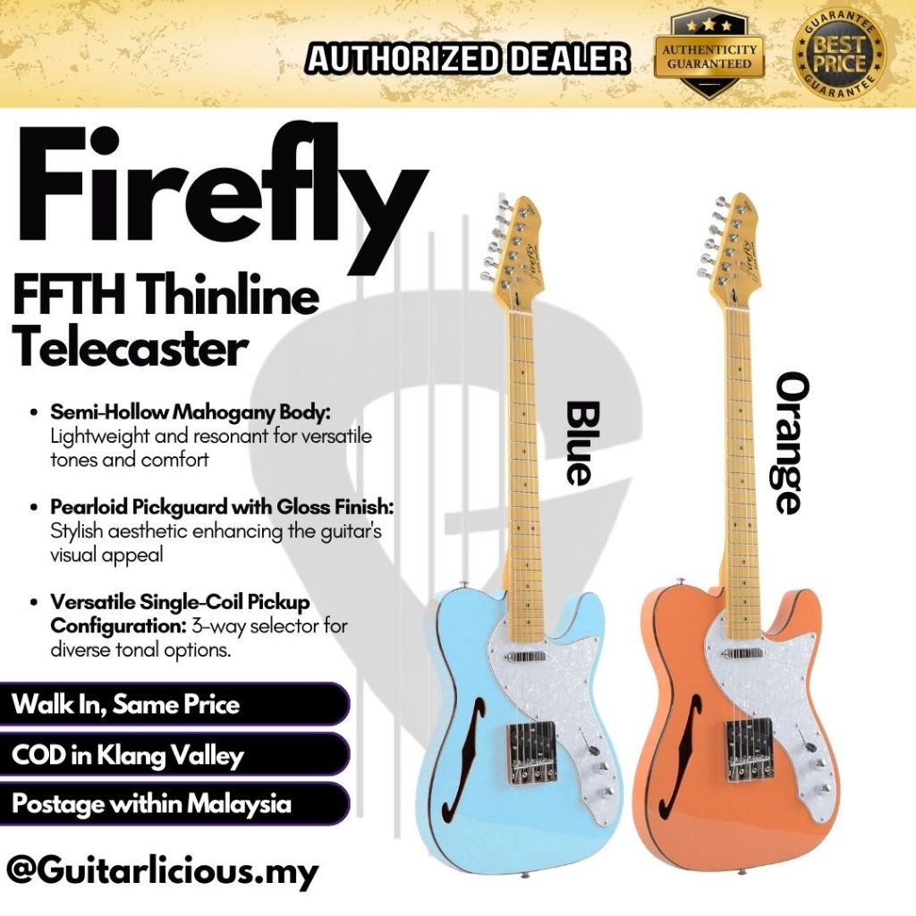 Firefly FFTH Thinline Telecaster Semi-Hollow Electric Guitar with bag ...