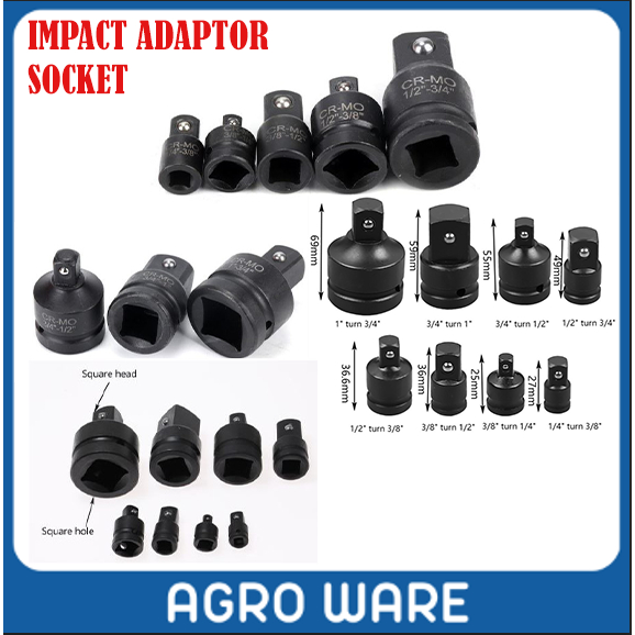 Heavy Duty Black Socket Adaptor Drive Socket Ratchet Impact Reducer ...