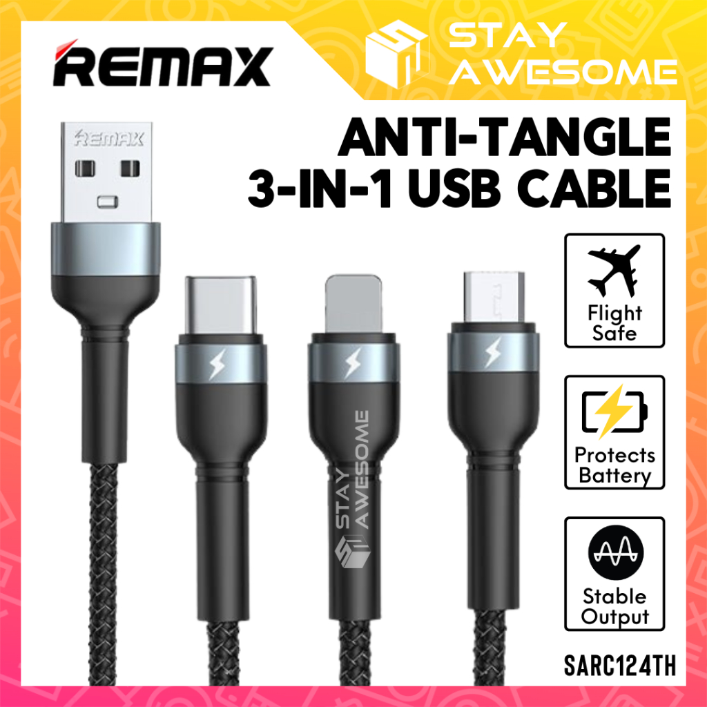 REMAX 3 In 1 Cable Fast Charging Charger Android Cabel Type C PD Phone ...