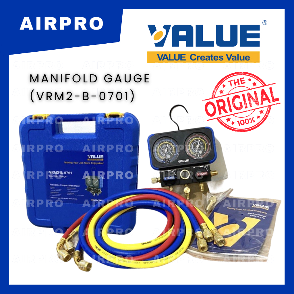Value Manifold Gauge VRM2-B-0701 Gas Meter R22, R12, R404a, R134a, R410a, R32 | Shopee Malaysia